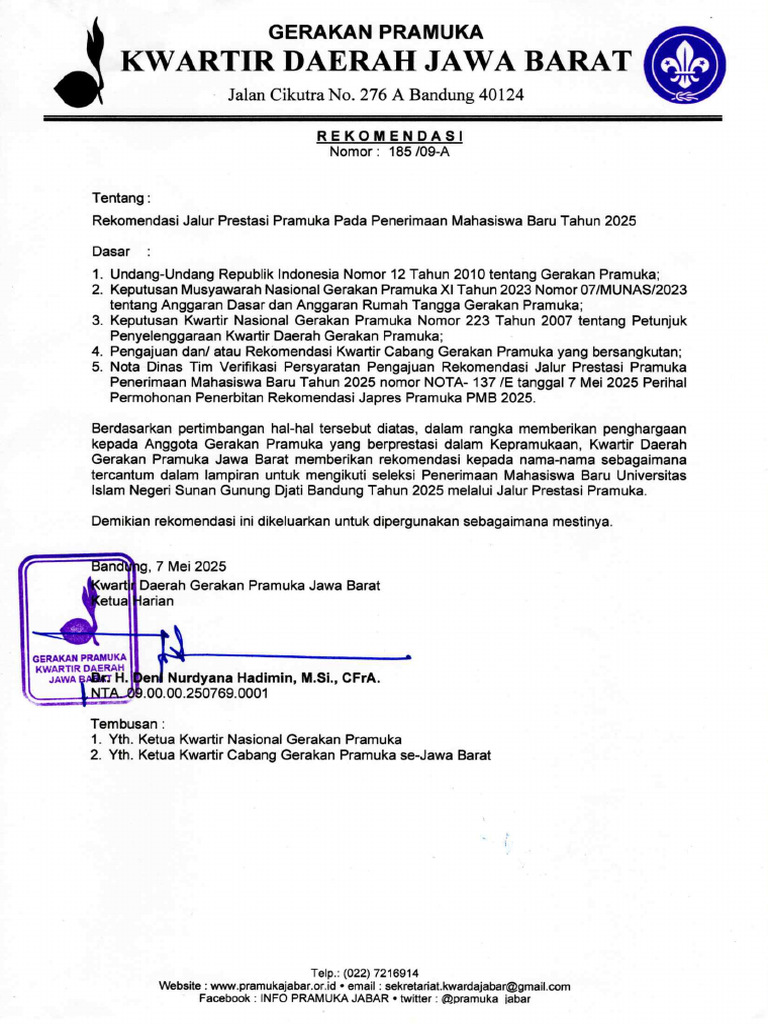 185 Rekom Japres PMB Uin SGD20250509 - 08393060 | PDF