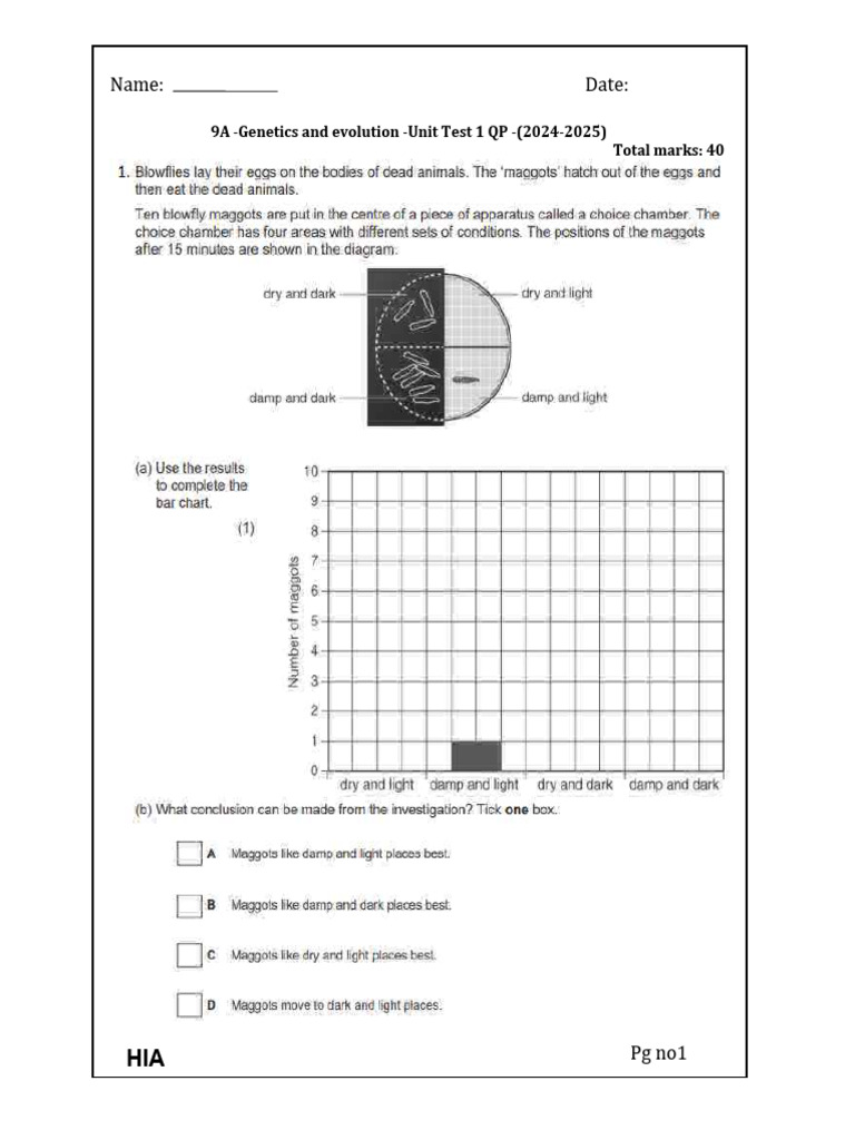 Sci Unit Test 1 Question | PDF