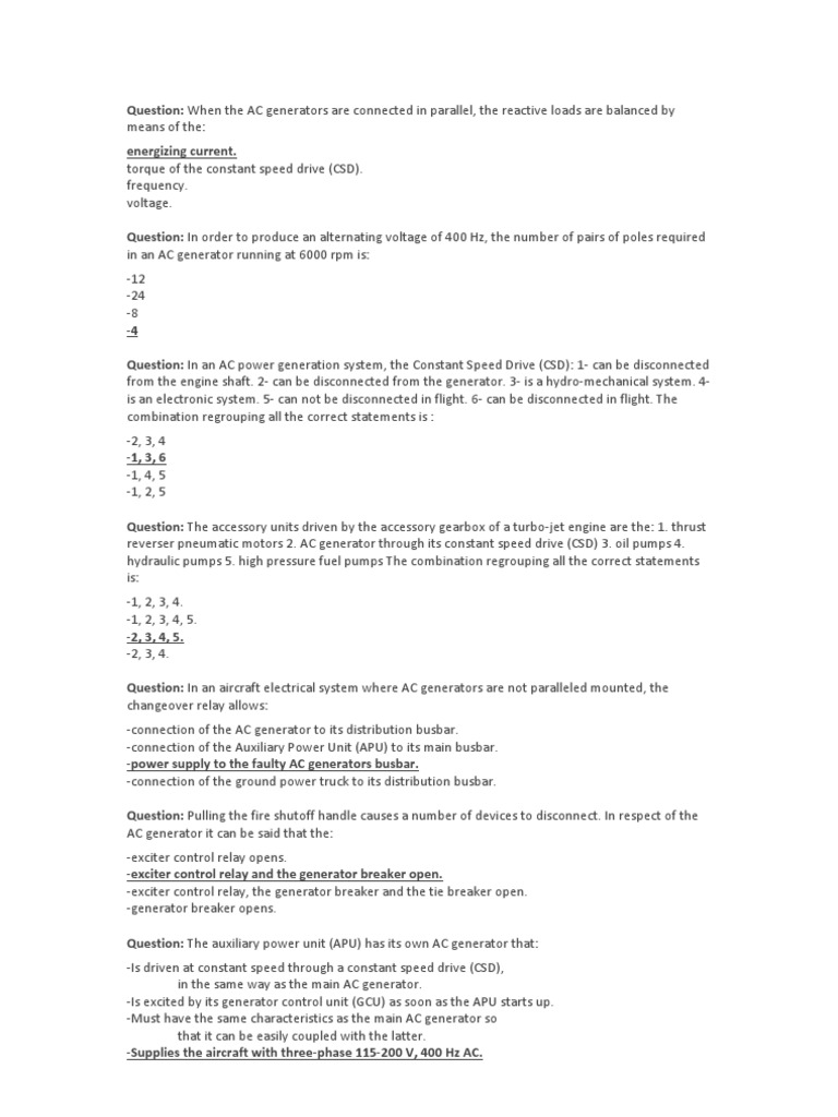 Electrics Database Questions | PDF | Electric Generator | Alternating ...
