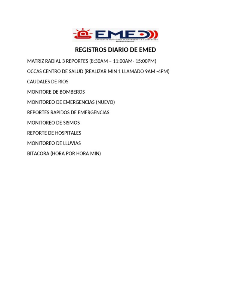 REGISTROS DIARIO DE EMED | PDF