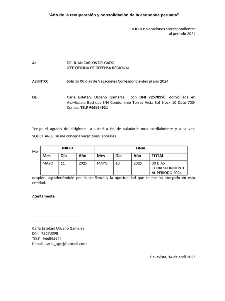 Vacaciones Carla | PDF