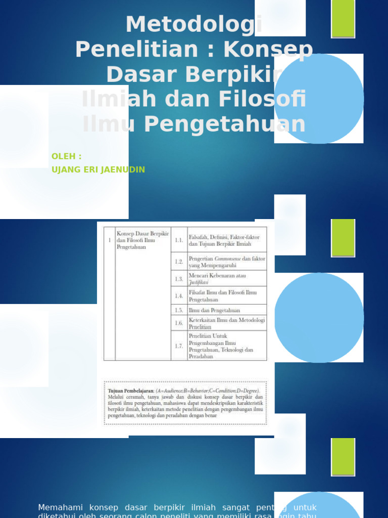 Konsep Dasar Berpikir Ilmiah Dan Filosofi Ilmu Pengetahuan | PDF