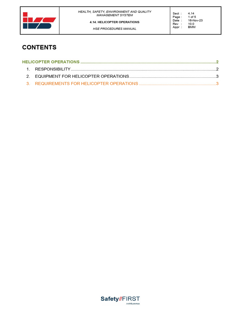Helicopter Operations Safety Guidelines | PDF | Safety