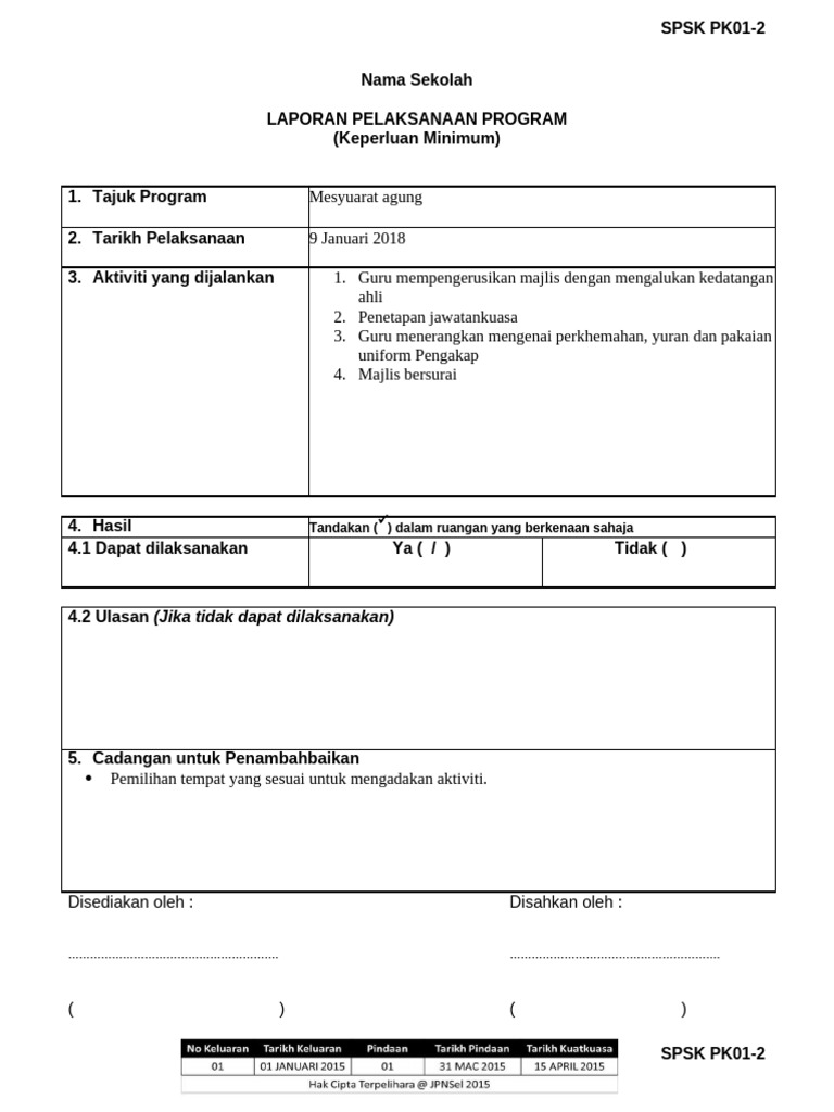 Borang SPSK PK01-2 | PDF