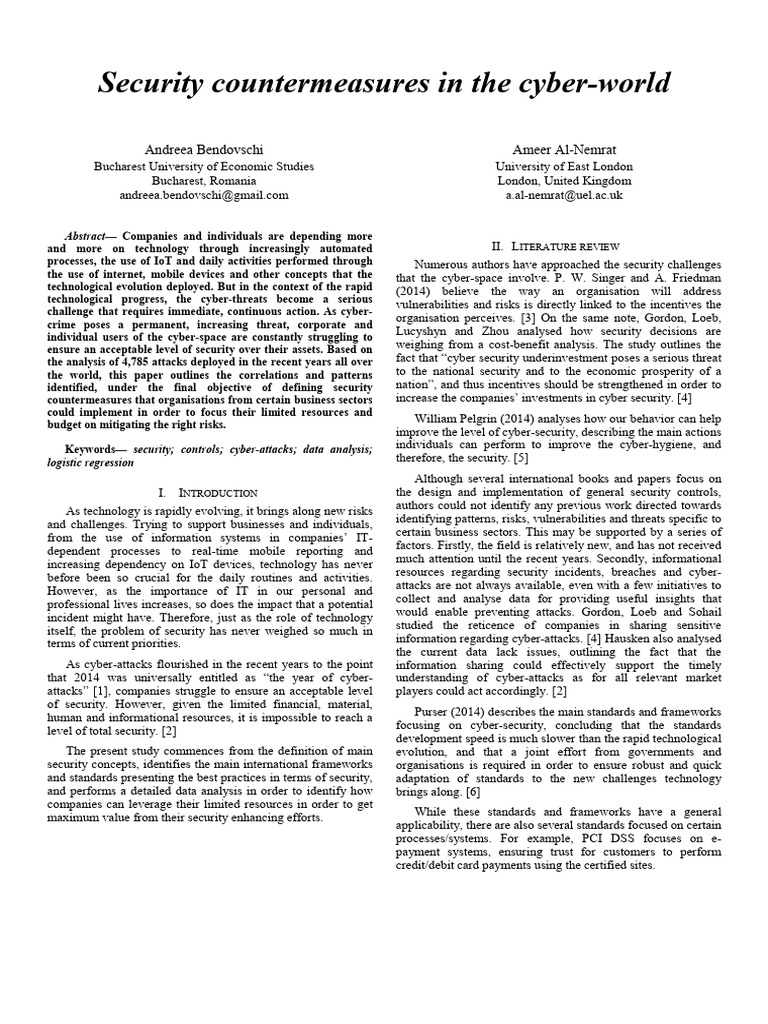 Security Countermeasures In The Cyber World Pdf Computer Security Security