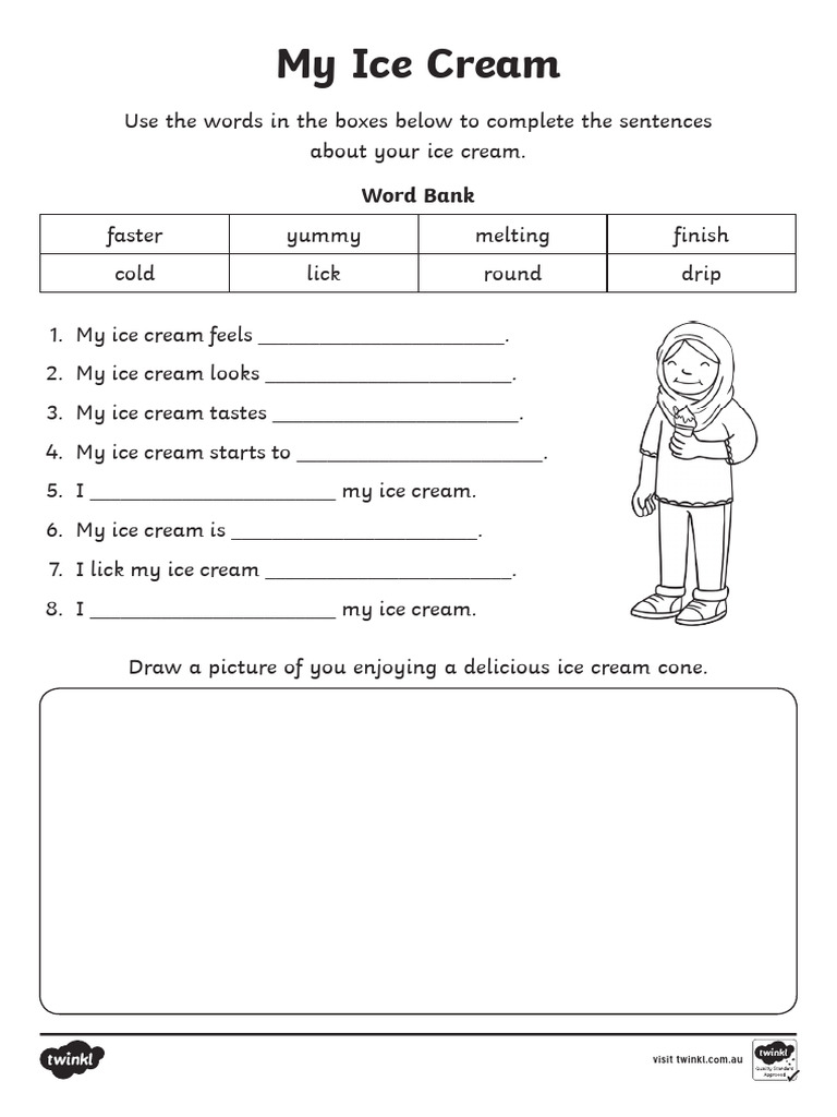 Cloze Activity: My Ice Cream Answers | PDF