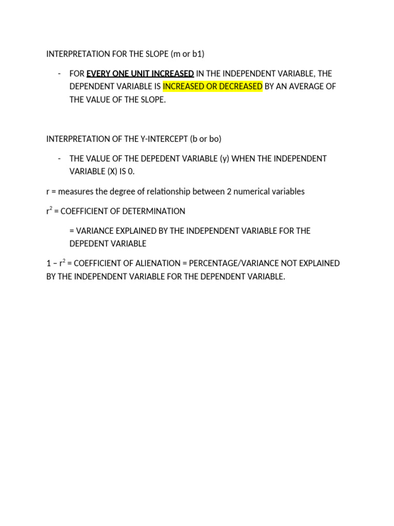 Interpretation For The Slope | PDF