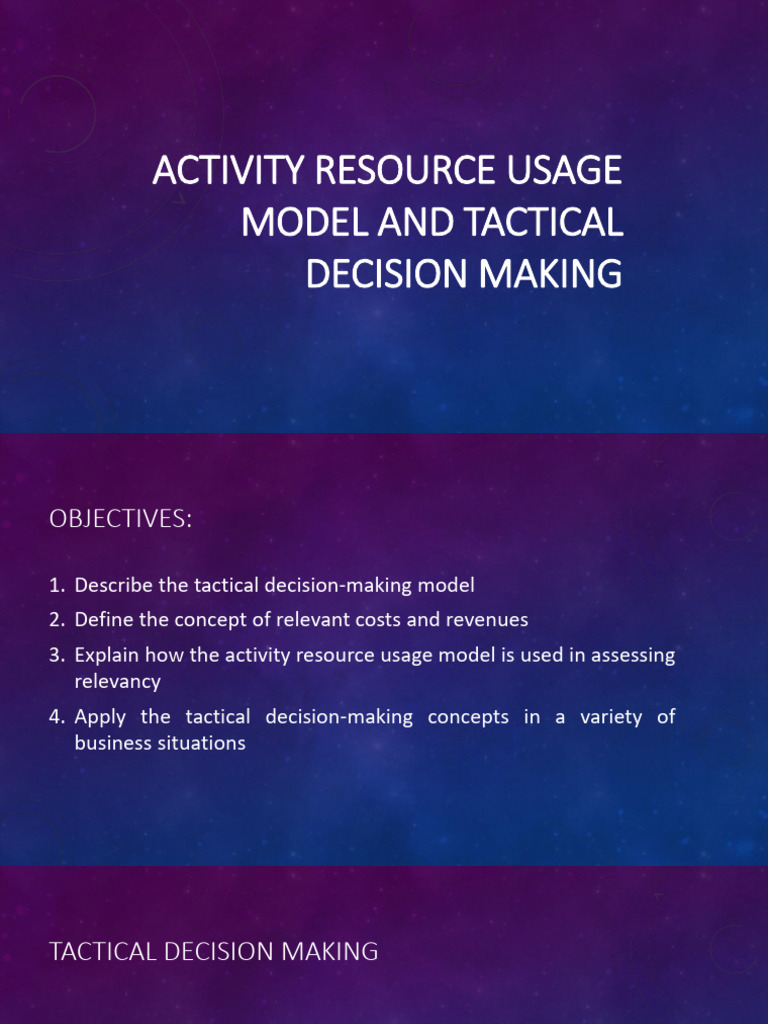 Activity Resource Usage Model and Tactical Decision Making | PDF | Cost | Cost–Benefit Analysis