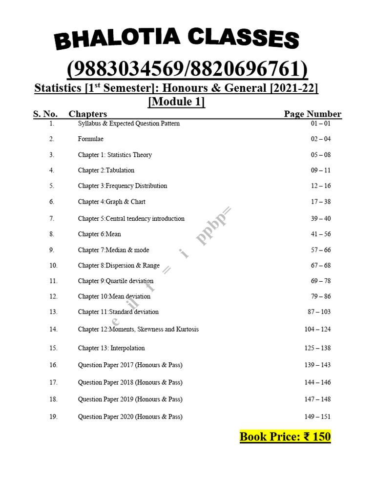 Bhalotia 1st Sem Statistics Notes PDF | PDF | Probability Distribution ...