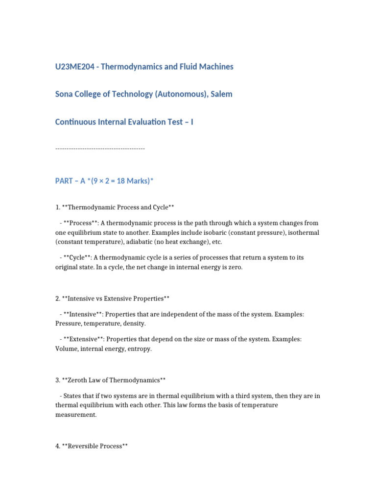 Thermodynamics Test Answers | PDF | Heat | Thermodynamics
