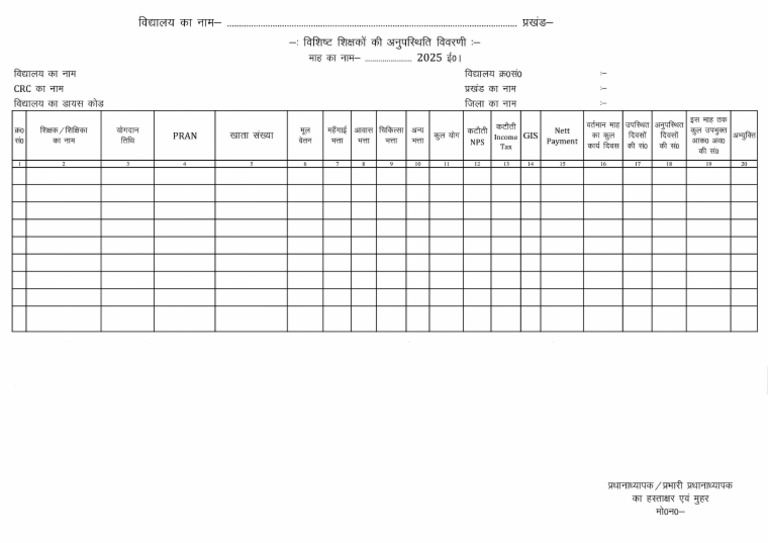 Exclusive Teacher Absenty Format | PDF