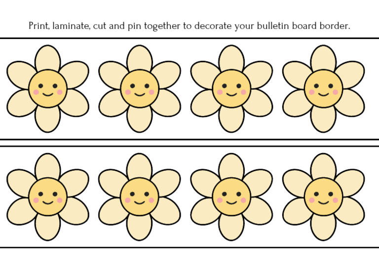Bulletin Board Border Strips in Colorful Flower Cartoon Illustrative ...
