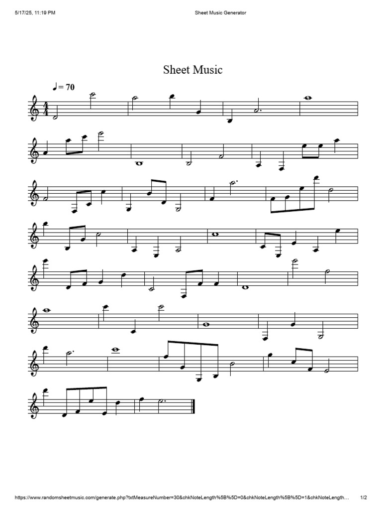 Sheet Music Generator | PDF