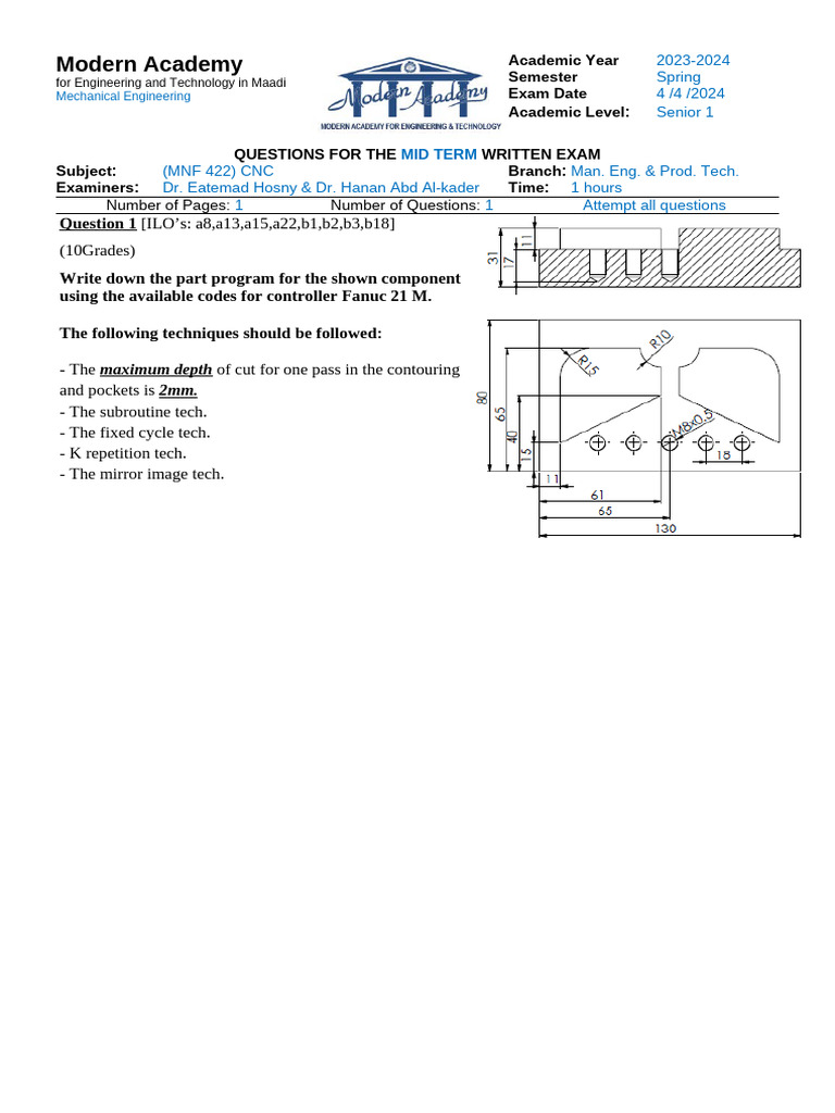 CNC-Mid Term Spring.-2023-2024 | PDF