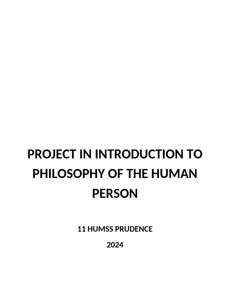 Philosophy of the Human Person Project | PDF