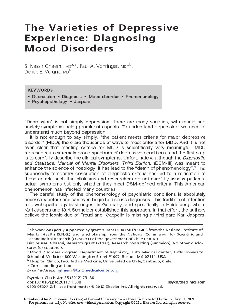 Varieties of Depressive Experience - For Dist | PDF | Major Depressive ...