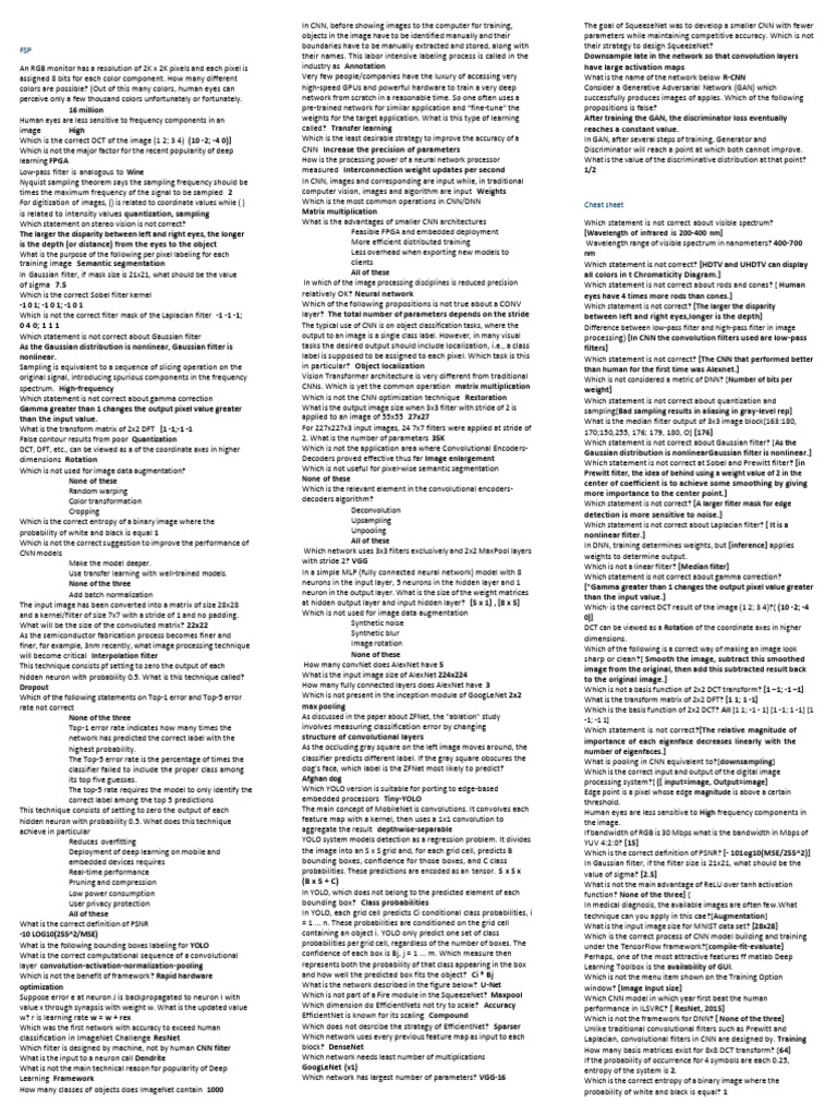Cheatsheet-Exam Merged | PDF | Deep Learning | Sampling (Signal Processing)