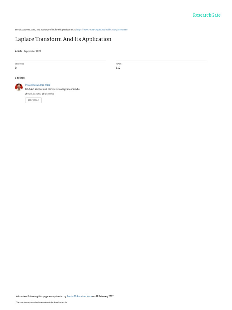 12. Laplace Transform and Its Applications 2020 | PDF | Laplace ...