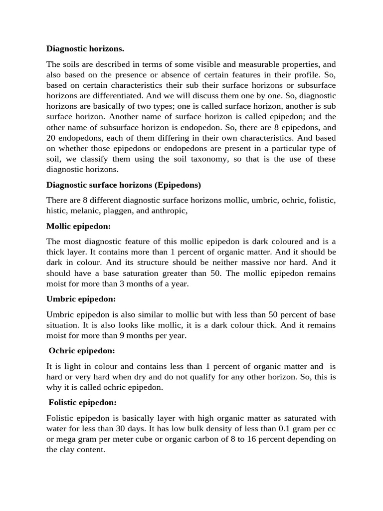 Soil Epipedon and Endopedons | PDF | Soil | Clay