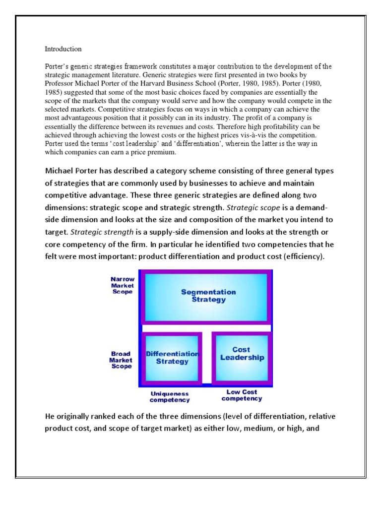 Michael Porter's Generic Strategies | PDF | Strategic Management ...