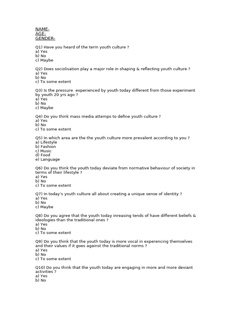 QUESTIONNAIRE Final | PDF