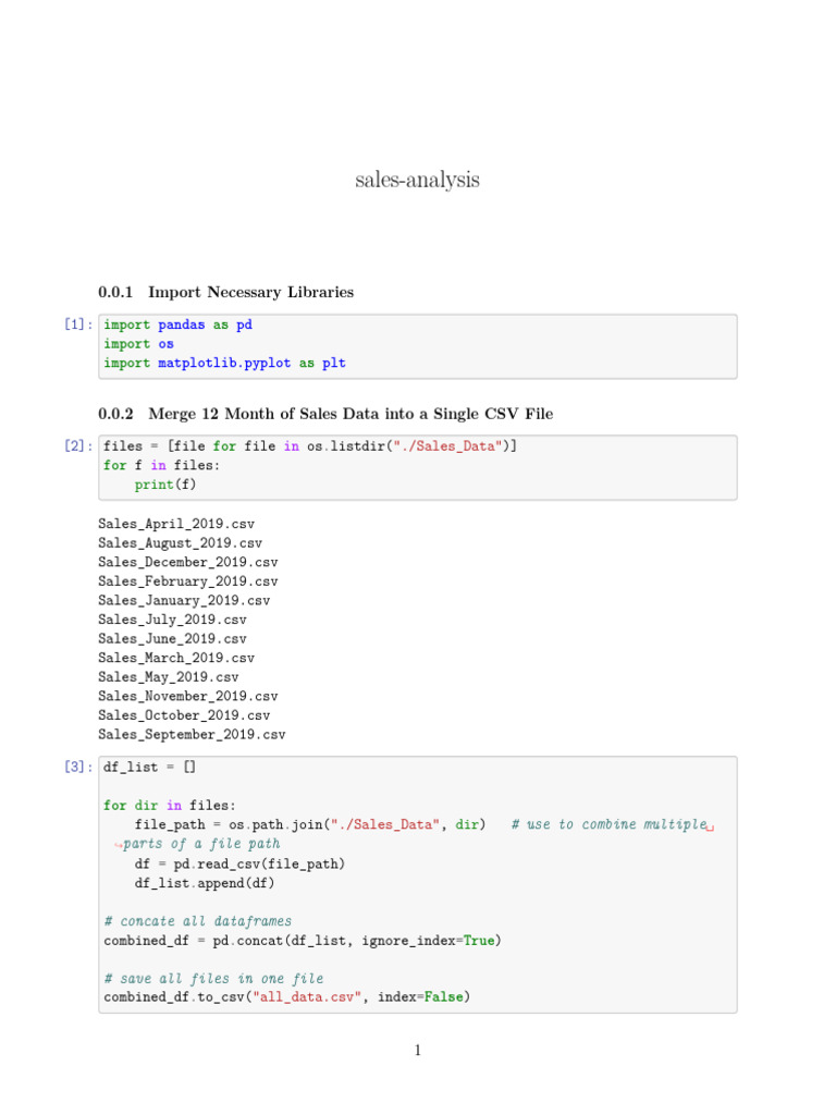 Sales Analysis Project | PDF | Comma Separated Values | Computing