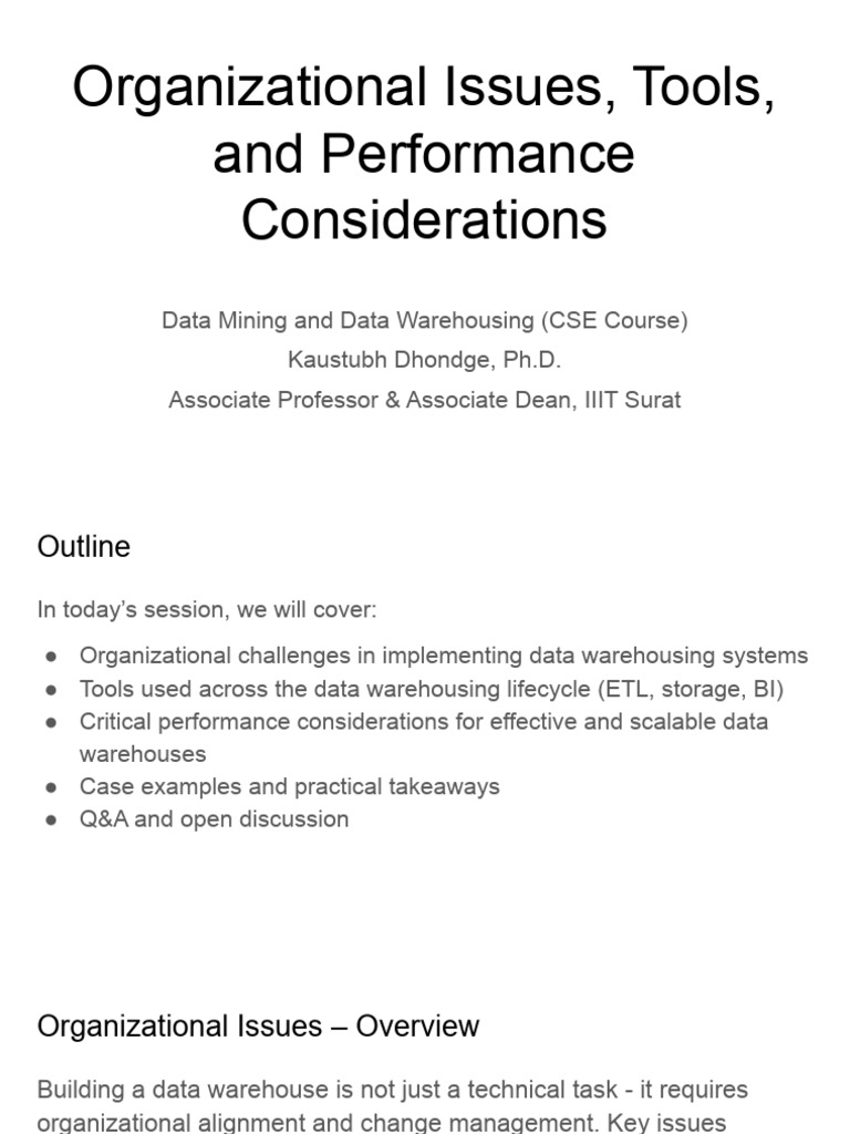 X.3 L-3 Organizational Issues, Tools, and Performance Considerations ...