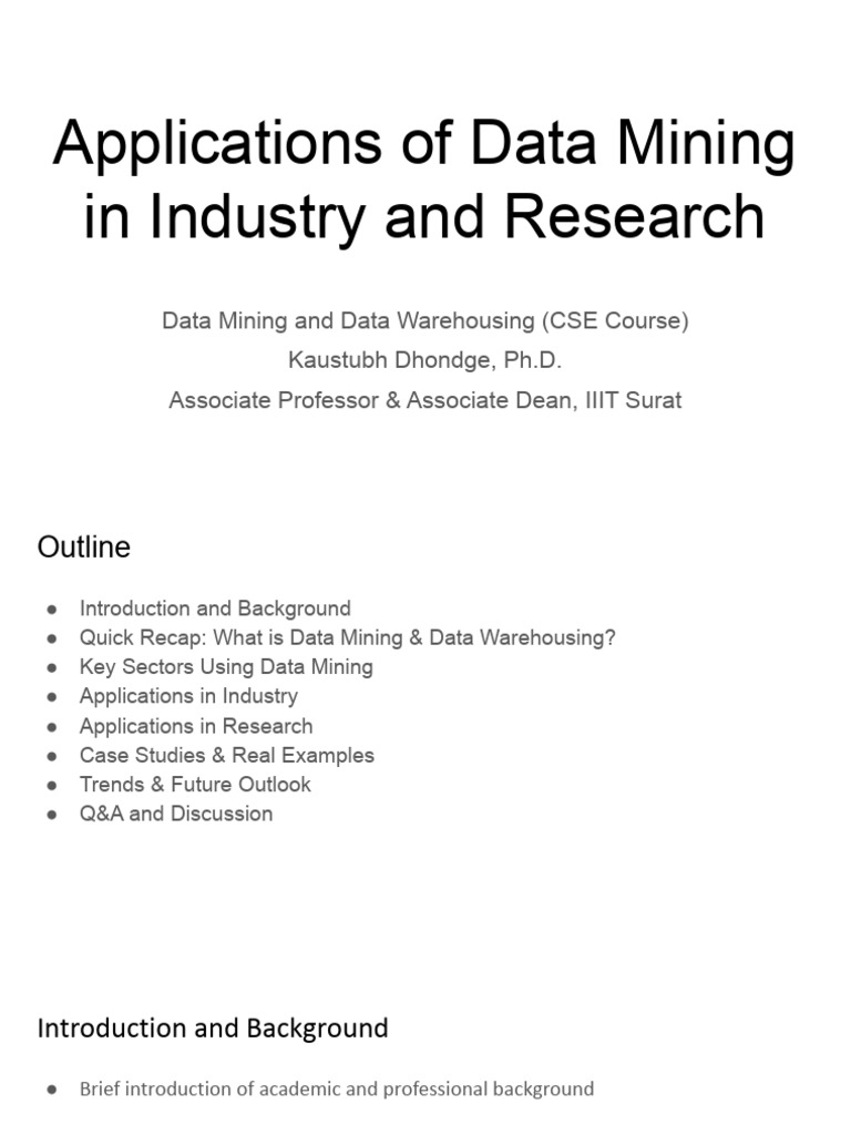 X.1 L-1 Applications of Data Mining in Industry and Research | PDF | Data Mining | Data