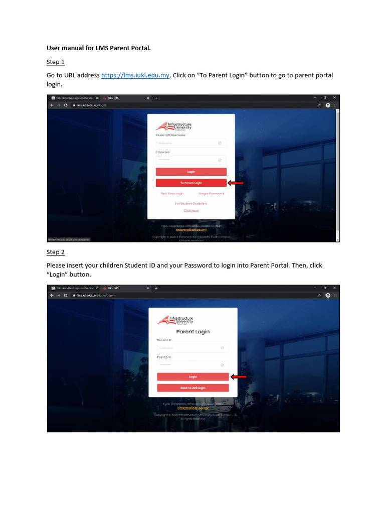 guideline_lms_parent_portal | PDF | Menu (Computing) | Password