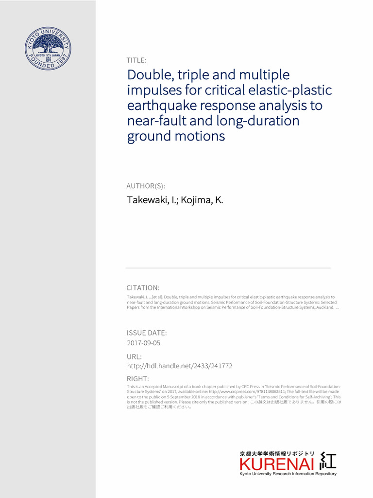Double, Triple and Multiple Impulses For Critical Elastic-Plastic ...