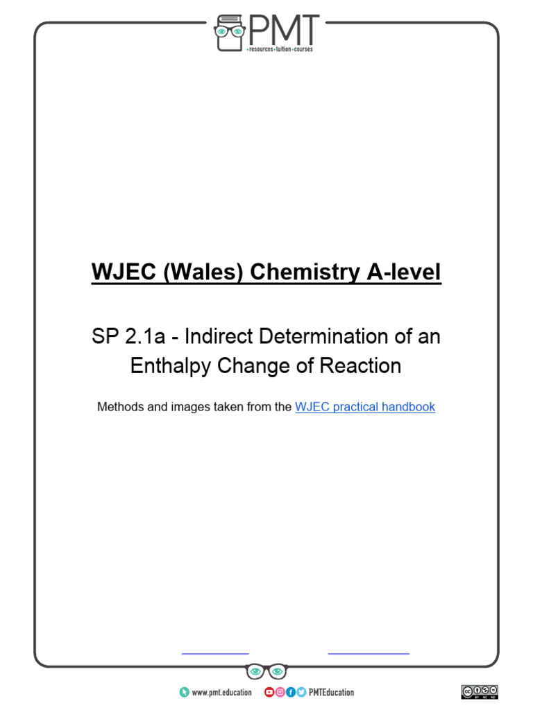 SP 2.1a Enthalpy Change | PDF | Chemical Reactions | Enthalpy