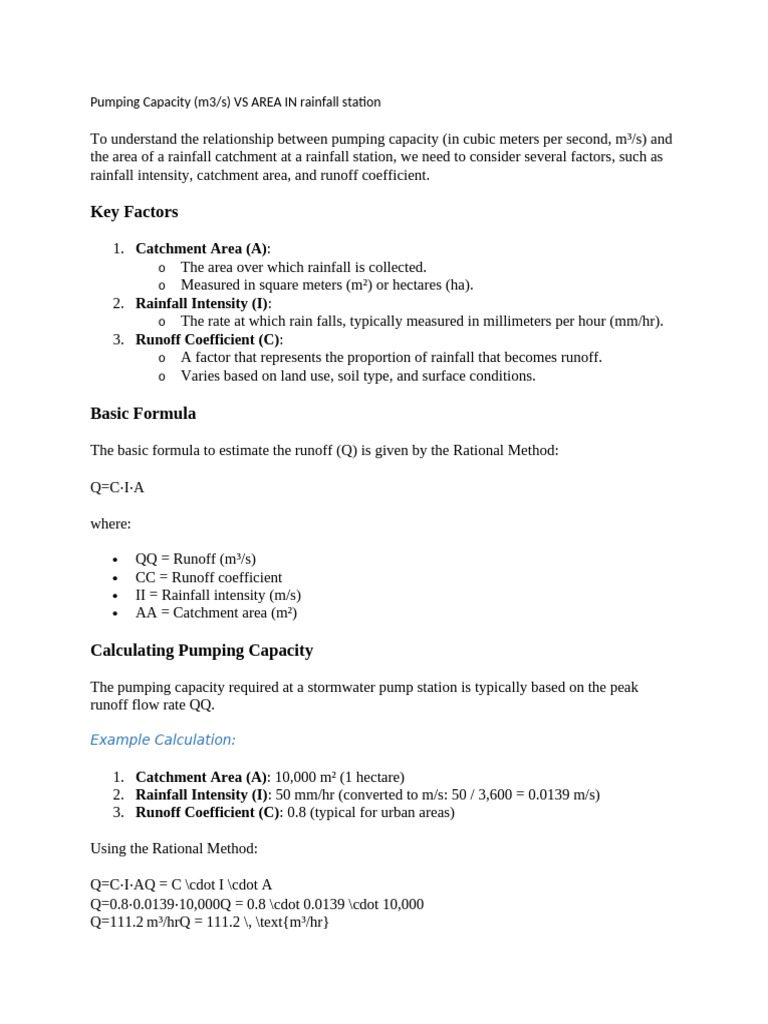 Pumping Capacity and Catchment Area Analysis | PDF