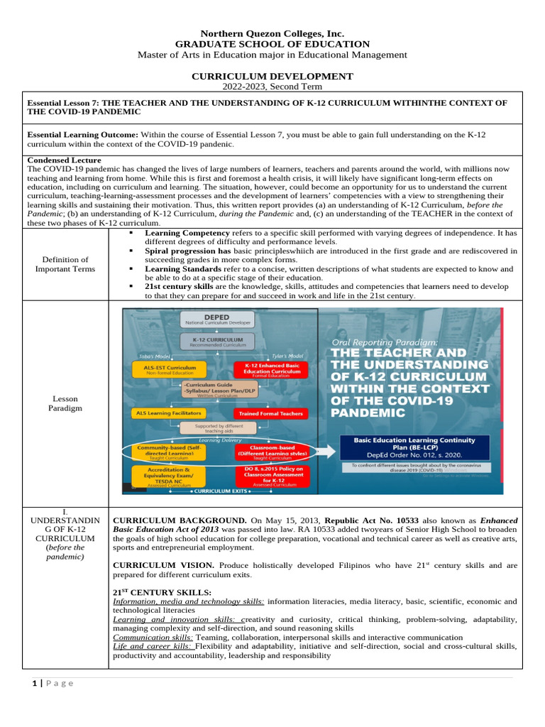 LESSON 7 The Teacher School Curriculum 2 Copy Copy Copy 2 1 2 | PDF | Curriculum | Learning