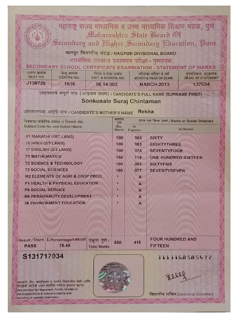 SSC MARKSHEET-compressed | PDF