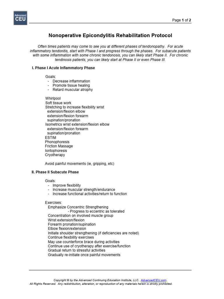 Nonoperative Epicondylitis | PDF | Anatomical Terms Of Motion | Elbow