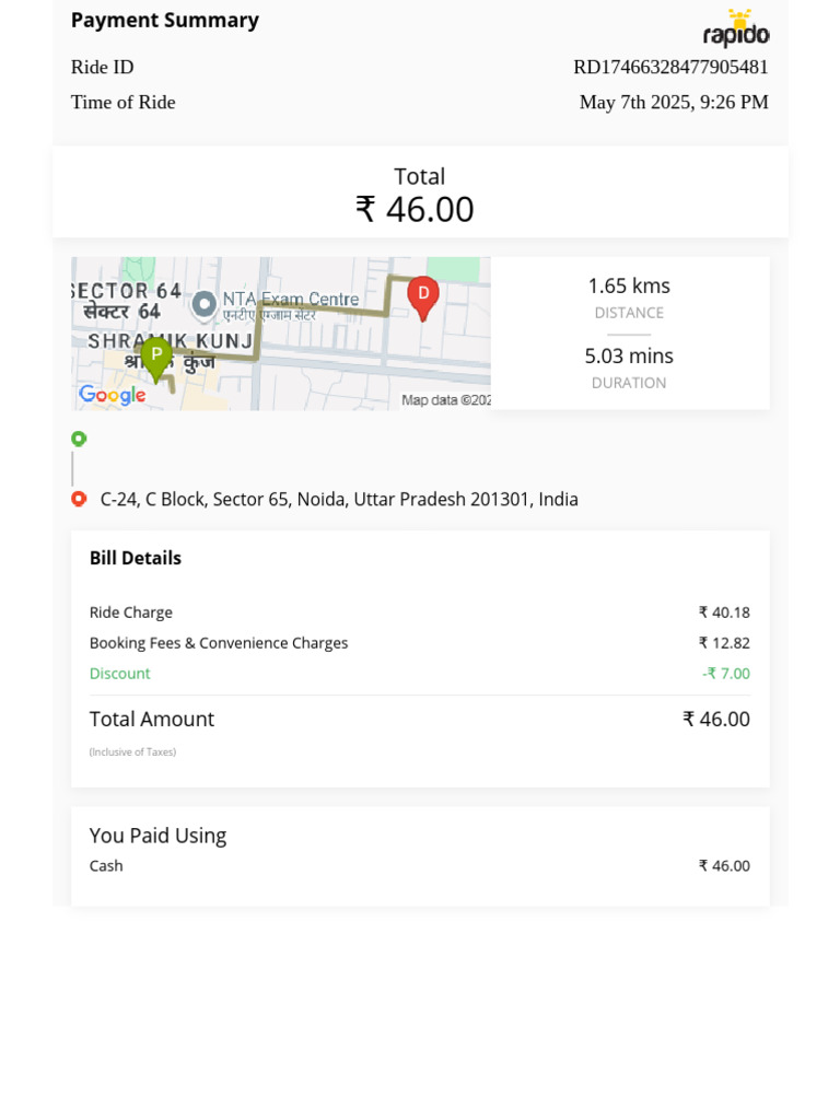 Rapido Editable Bills | PDF