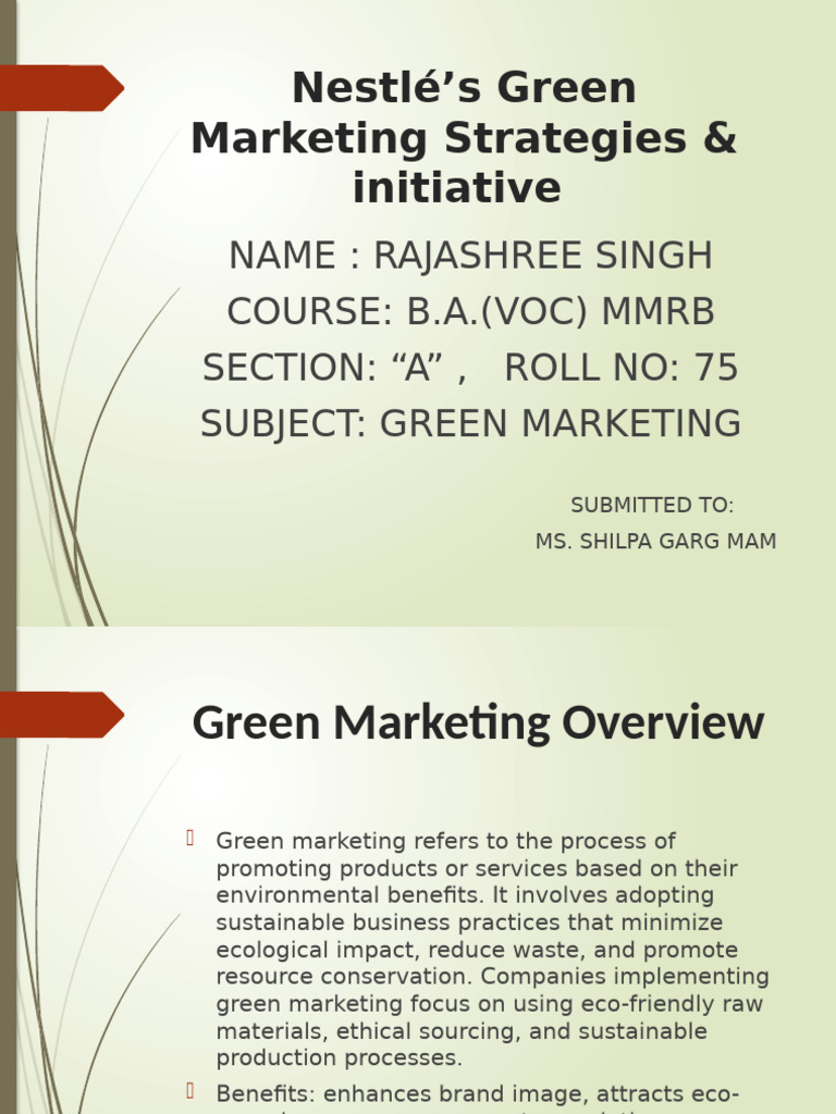 Nestle Green Marketing | PDF | Sustainability | Nestlé