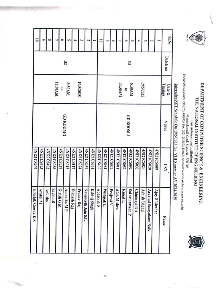 Internship Set for 8th Sem 2014-25 Batch | PDF