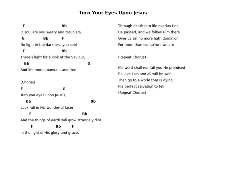 Turn Your Eyes Upon Jesus Lyrics | PDF