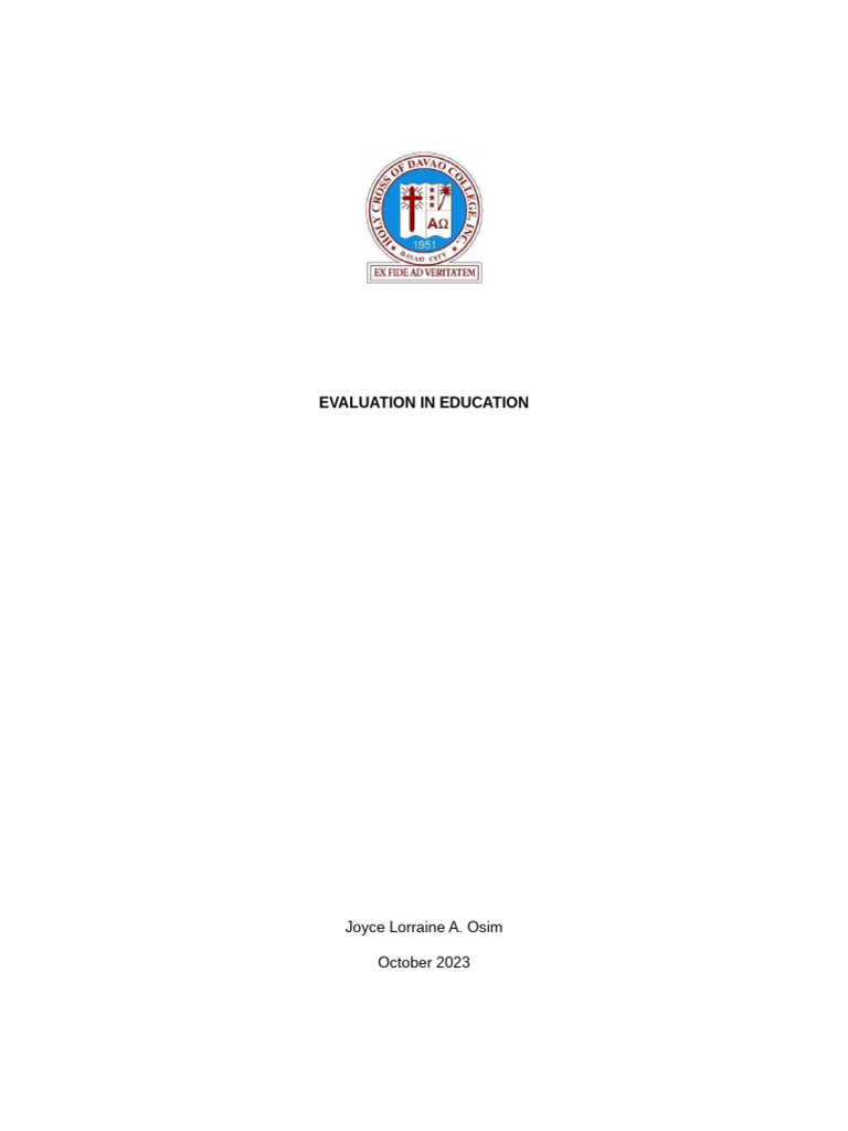 Evaluation in Education | PDF | Evaluation | Educational Assessment