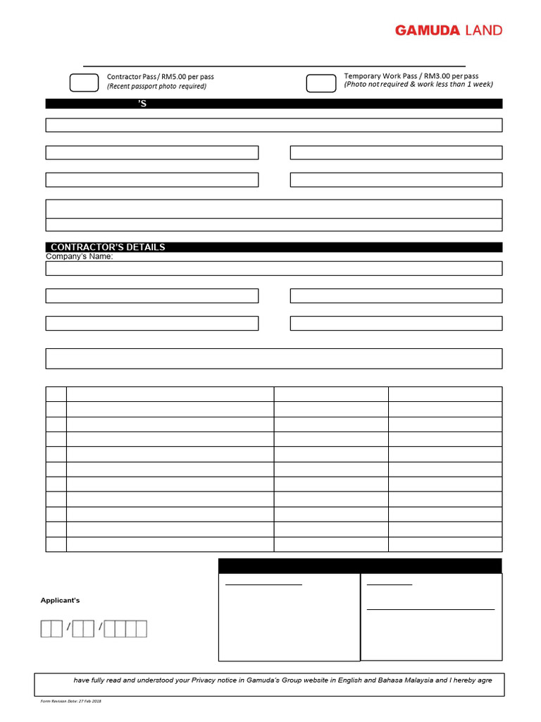 Reno - Contractor Temp Work Pass | PDF | Temporary Work