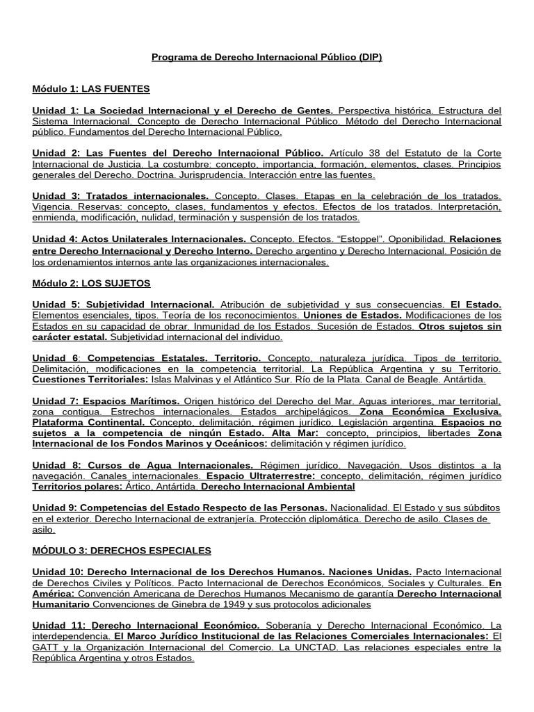 DIP (Programa de Derecho Internacional Público) | PDF | Ley internacional | Estado (política)