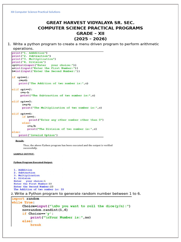 Xii Practical Solutions | PDF | Databases | Data Management