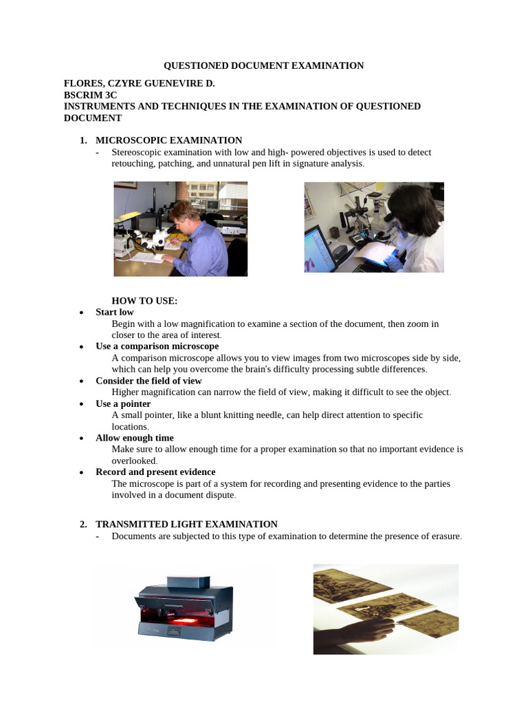 QUESTIONED DOCUMENT EXAMINATION Assignment #2 | PDF | Ultraviolet ...