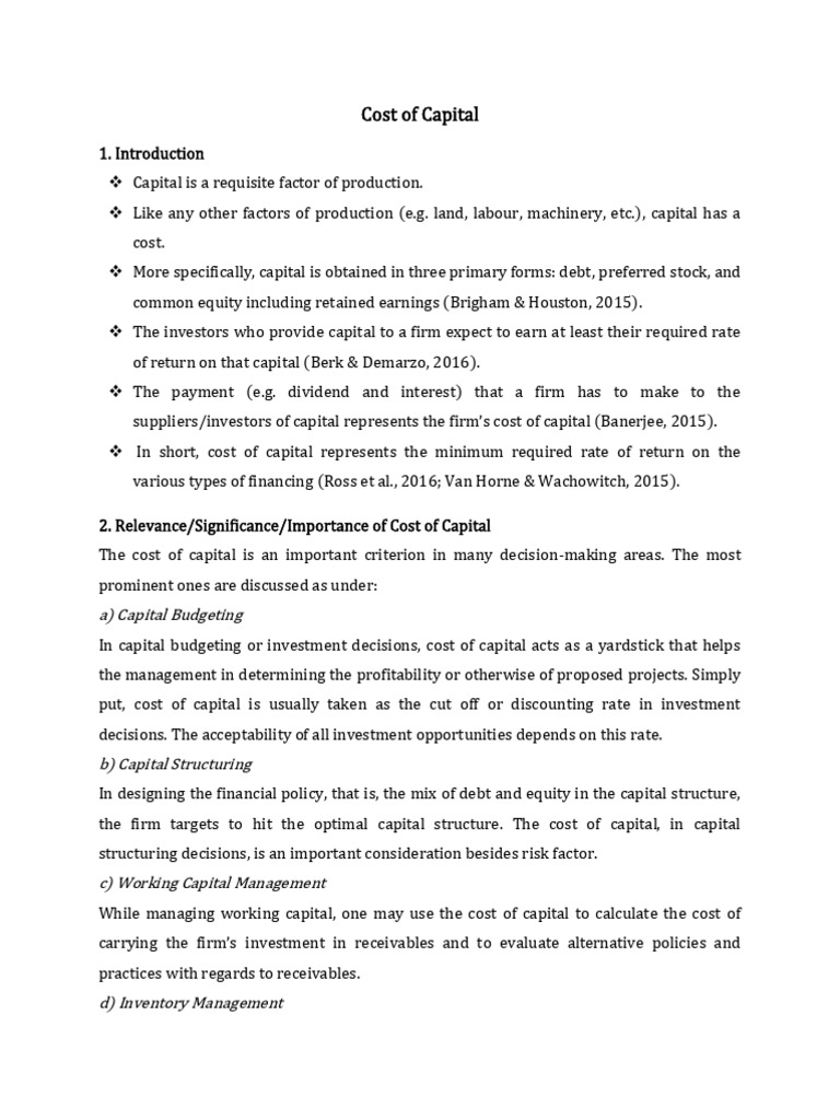 2b. Cost of Capital-CU MBA | PDF | Cost Of Capital | Investing