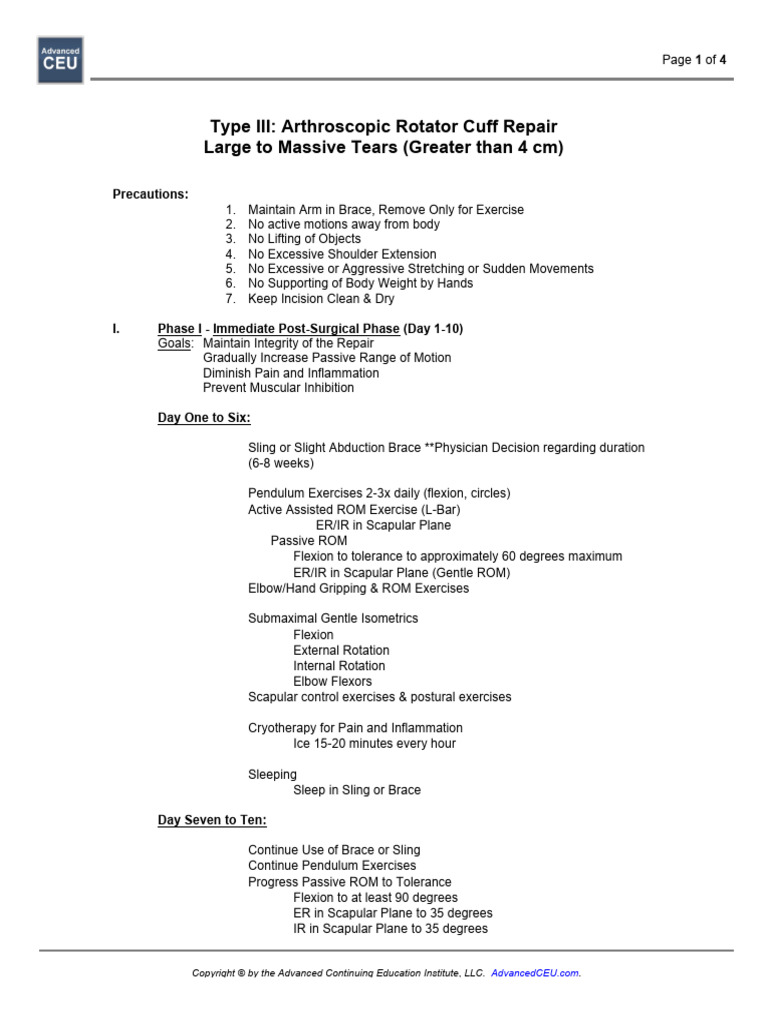 Arthroscopic Rotator Cuff Repair Type III - Large Tear | PDF ...