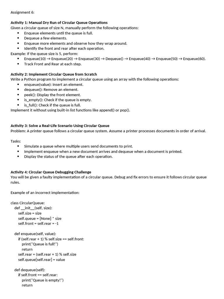 Data Structures Lab Assignment 6 | PDF