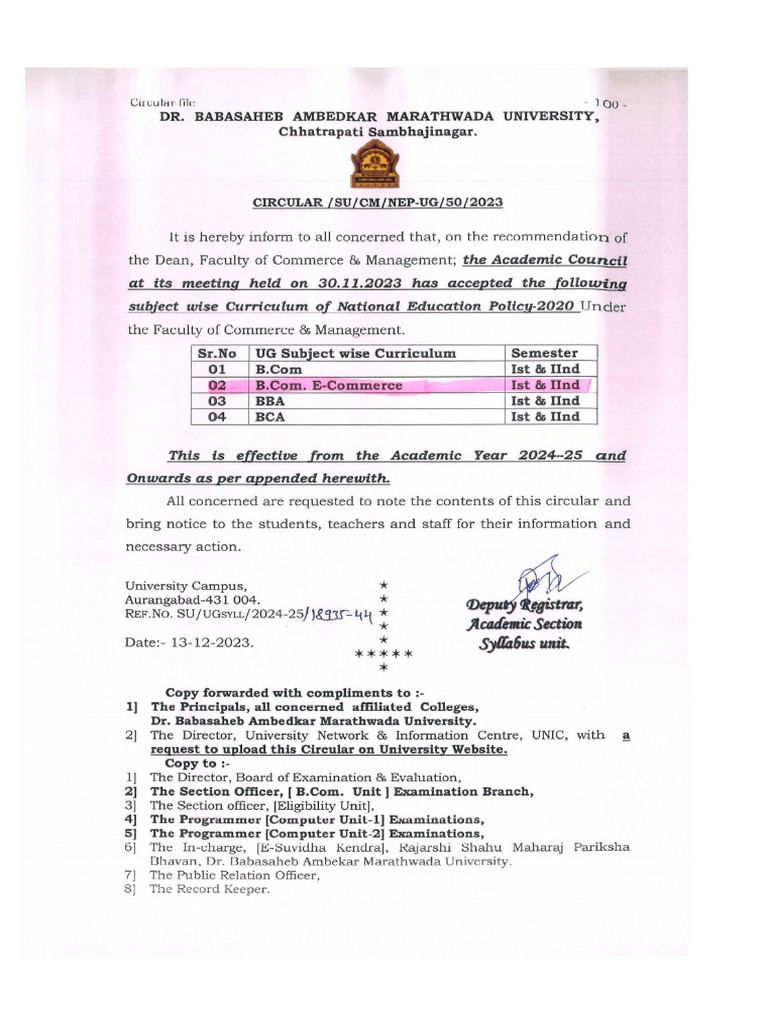 BCom Ecommerce Sem I II NEP 24 25 | PDF