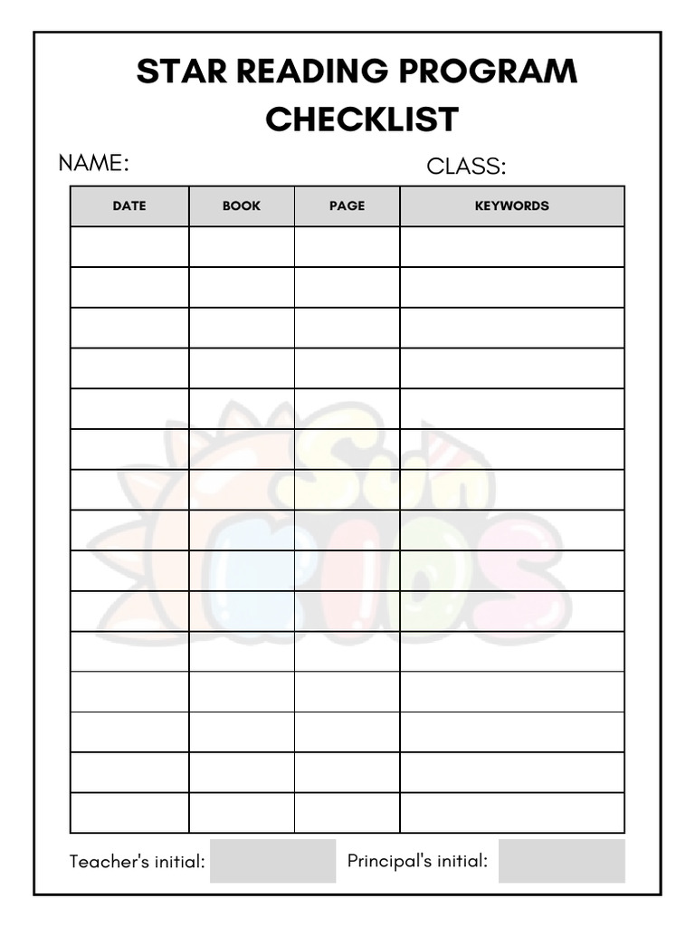 Reading Program Checklist | PDF