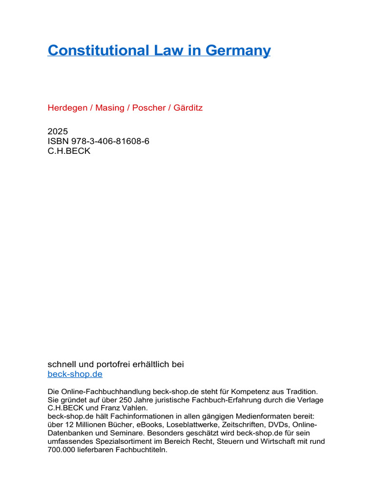 Constitutional Law in Germany | PDF | Comparative Law | Rights